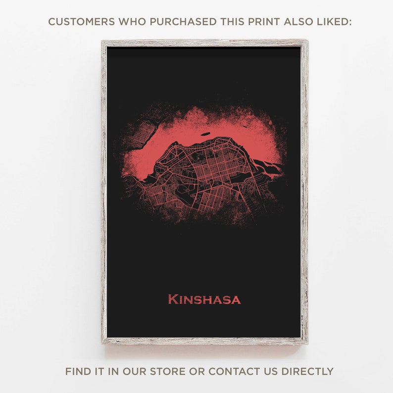 Kinshasa Map Original Art Print City Street Map of - Etsy