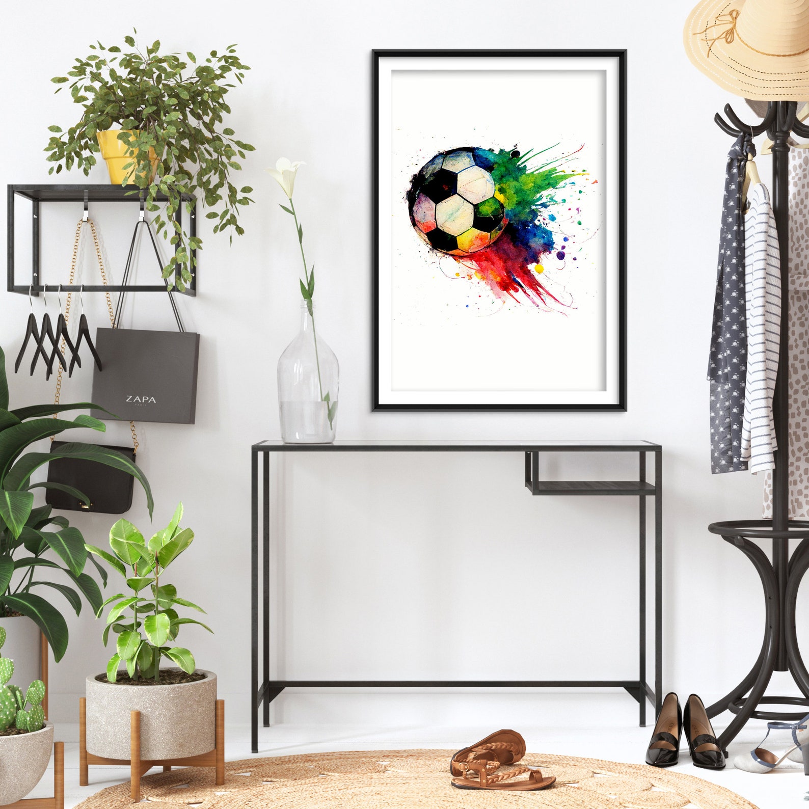 Football Watercolour Art Print Poster - Colourful Paint Splashes - Gift ...