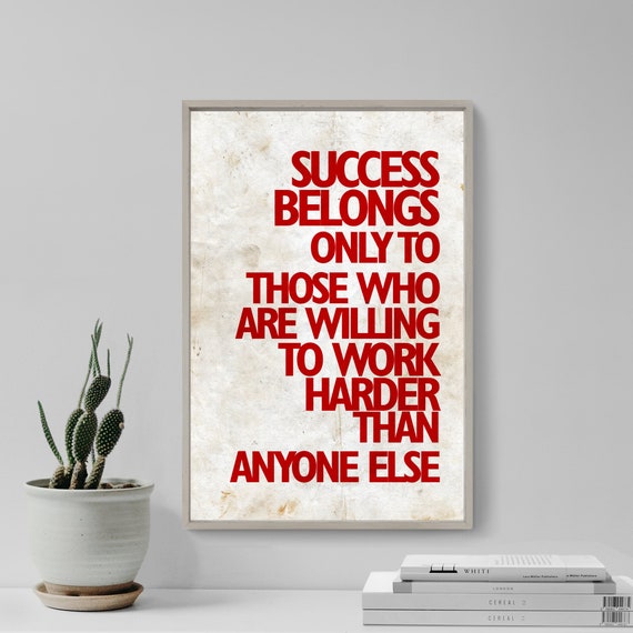 Motivational Quote Poster Success belongs only to those who | Etsy