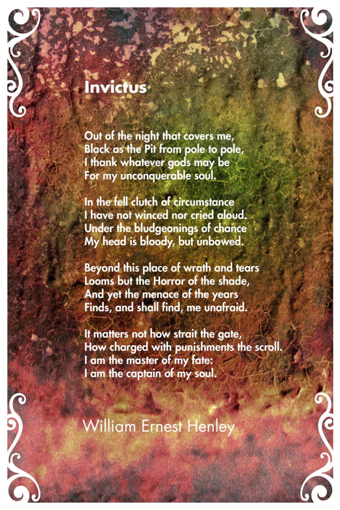 Invictus Poem William Ernest Henley Original Poster Art - Etsy Australia