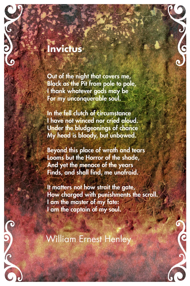 Invictus Poem William Ernest Henley Original Poster Art - Etsy