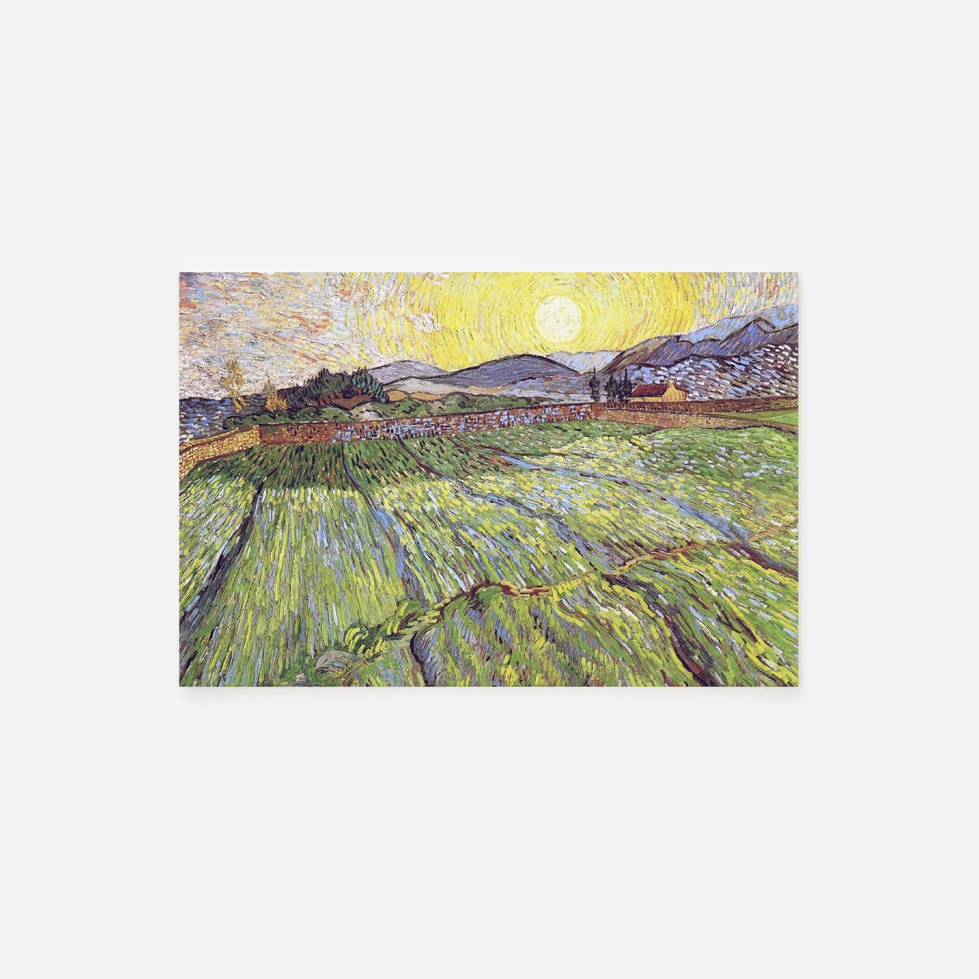 Van Gogh Enclosed Field With Rising Sun 1889 V2 Art Print Poster ...