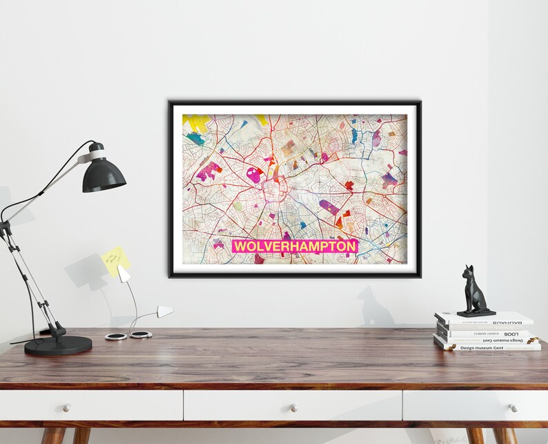 Wolverhampton Map Original Art Print City Street Map of - Etsy