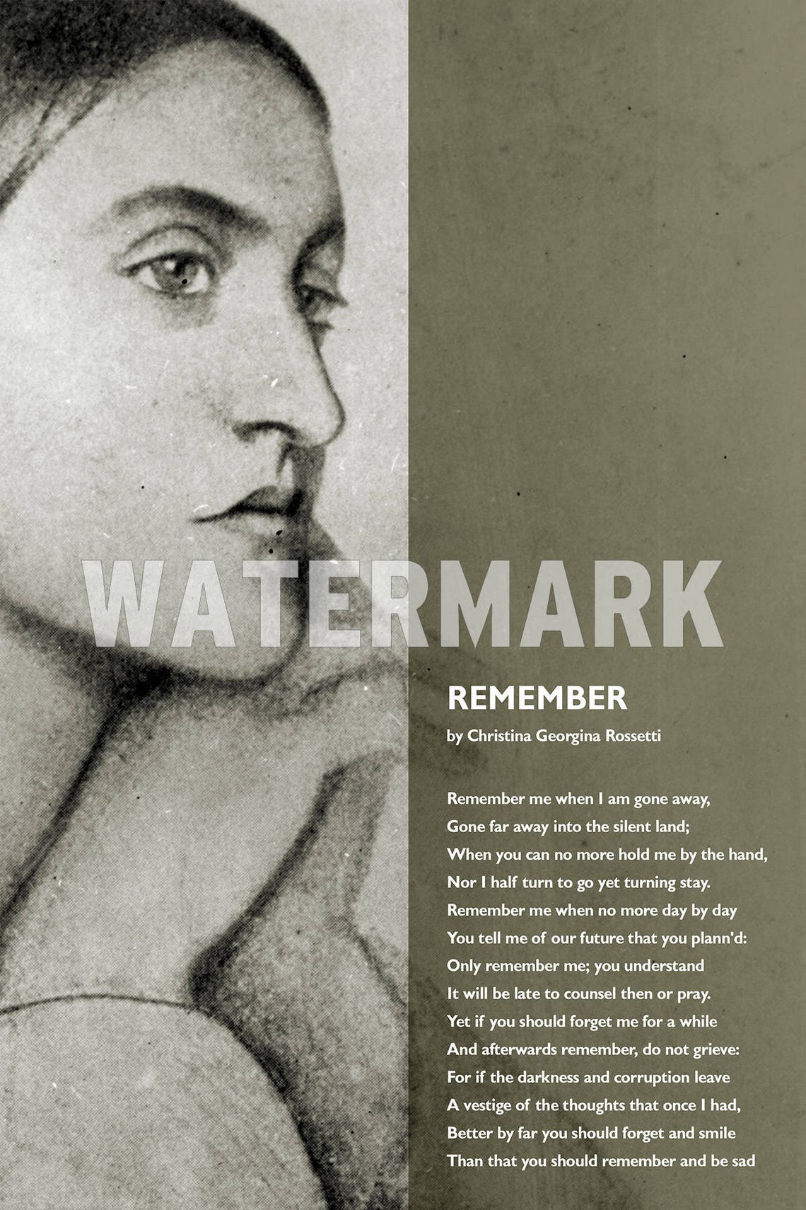 Christina Georgina Rossetti Poem Remember Poster Original | Etsy