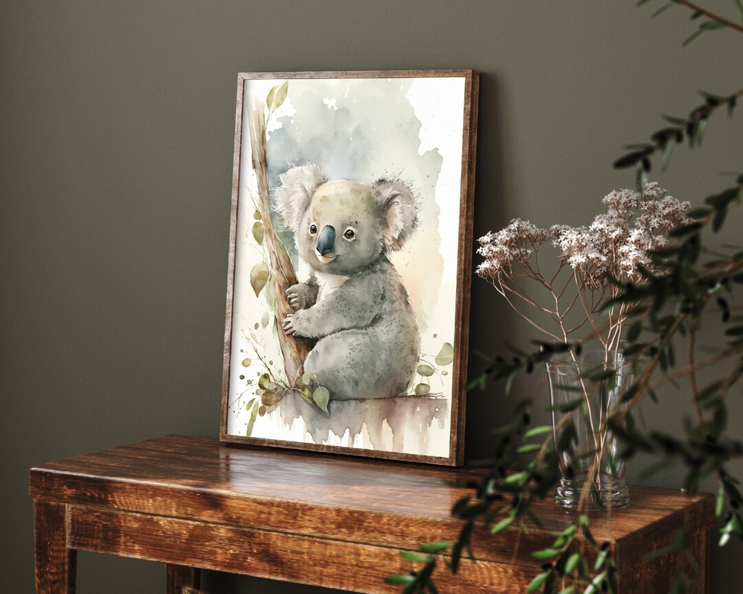 Animal Watercolours Gib Koala Bear - Art Print Poster Painting - Giclee ...