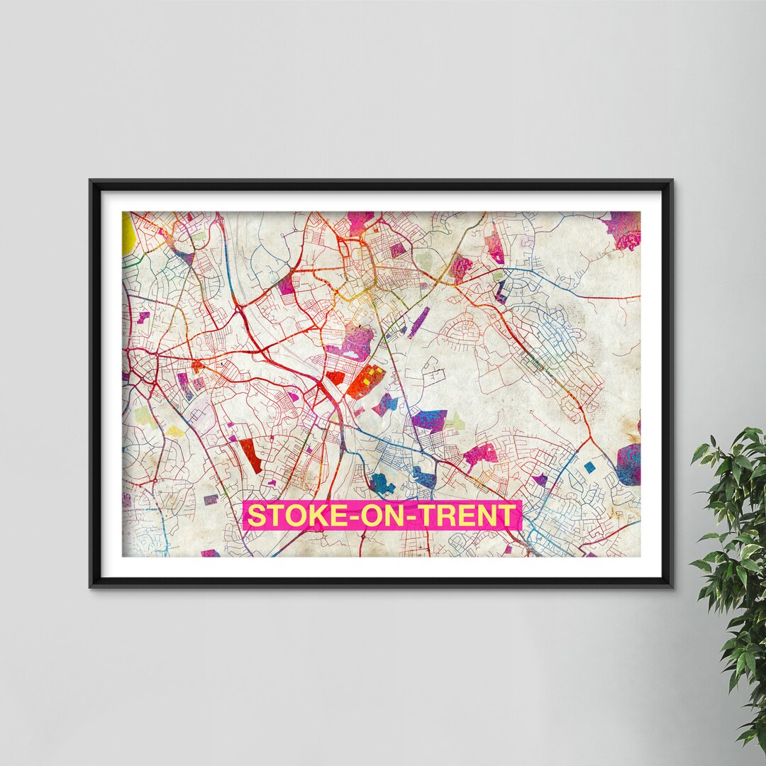 Stoke-on-trent Map - Original Art Print - City Street Map of Stoke ...