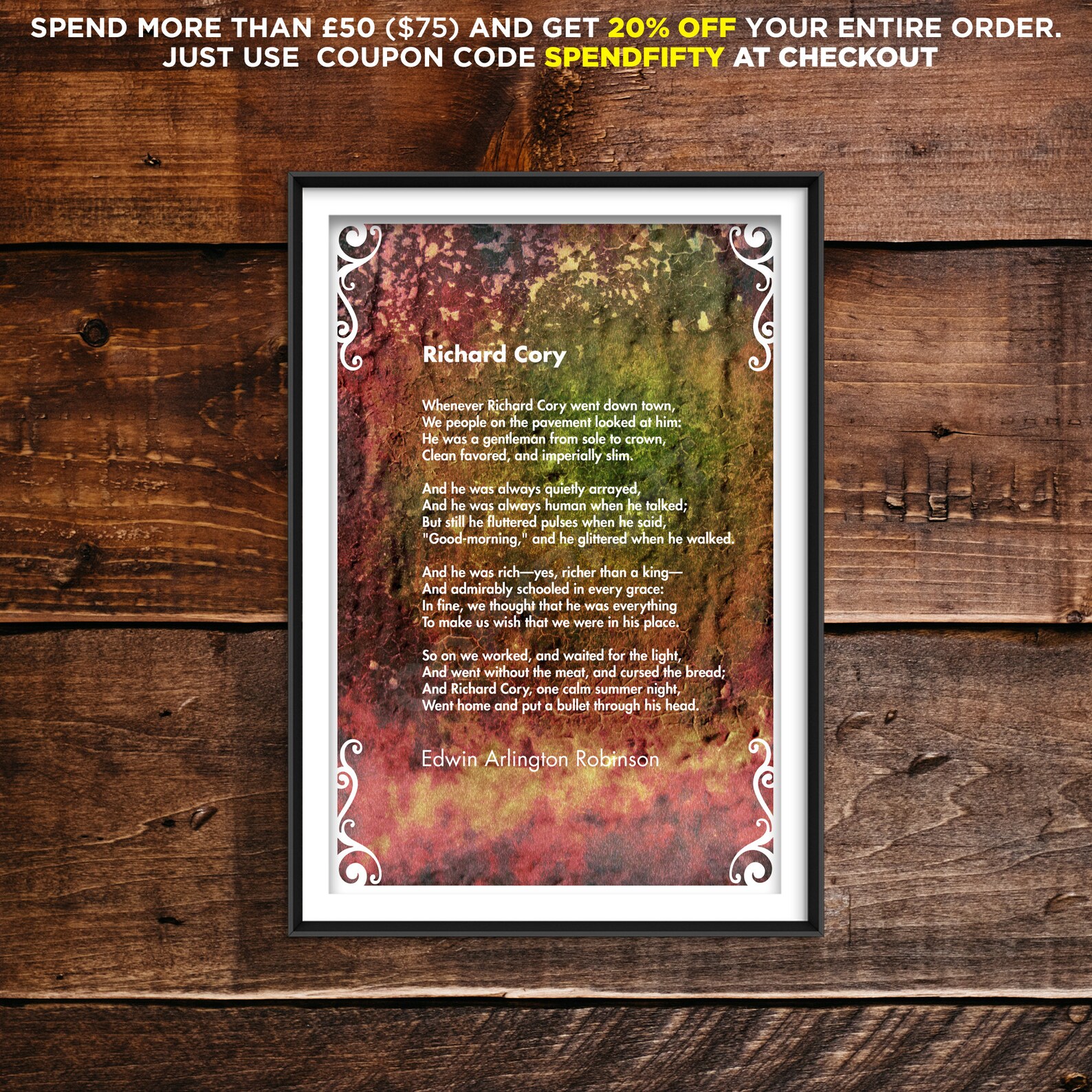 RICHARD CORY Poem by Edwin Arlington Robinson - Original Art Print ...