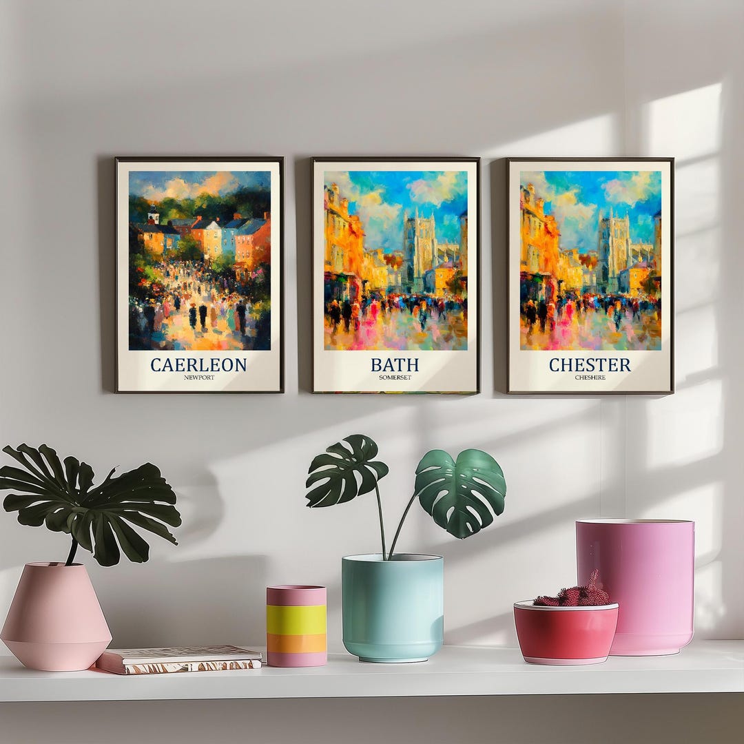 Roman Heritage Towns After Matisse Paintings - Set of Three Vibrant Art ...