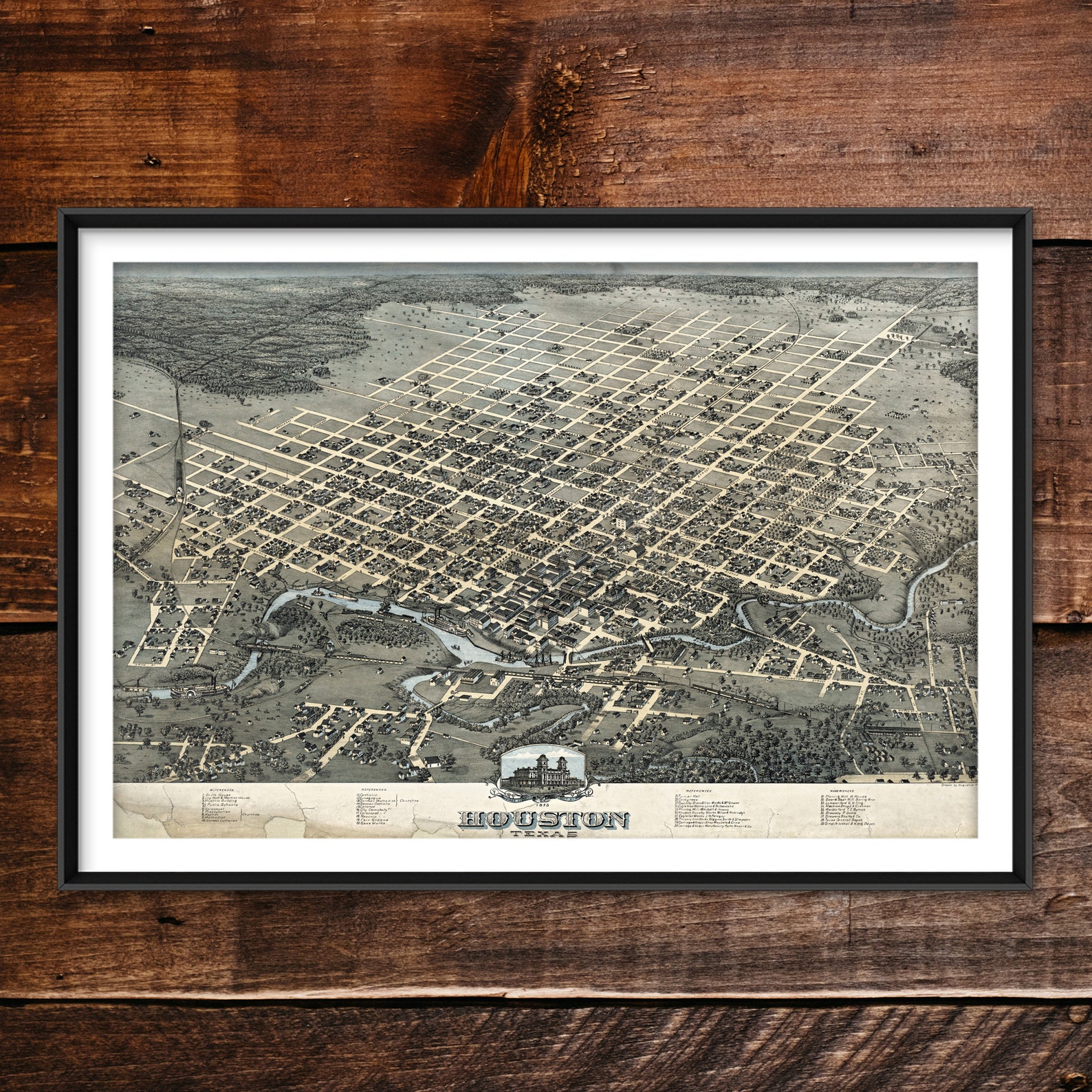 Reproduction of a Vintage Houston Map From 1873 Photo Poster | Etsy