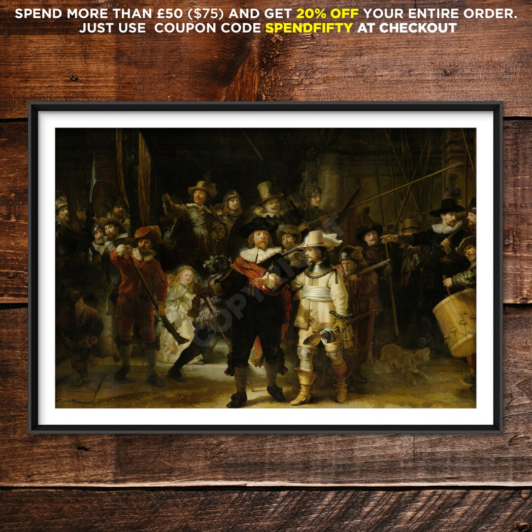 Rembrandt - the Night Watch (1642) - Reproduction of a Classic Painting ...