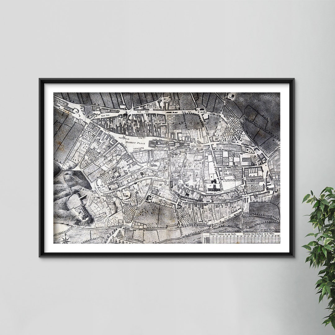 Historic Map of Nottingham (england) From 1744 (reproduction) Photo ...