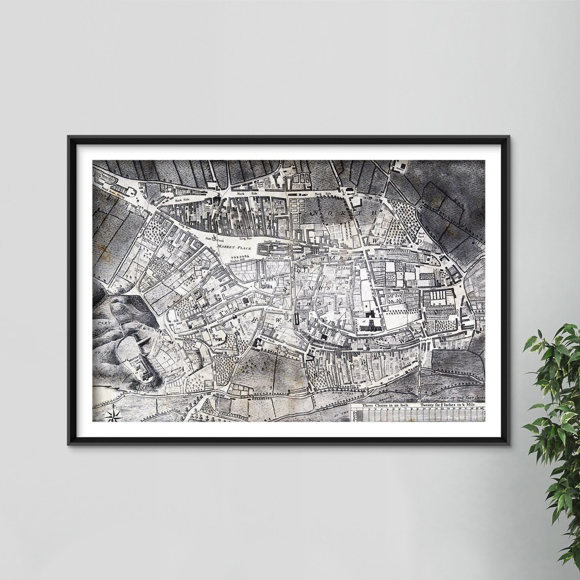 Historic Map of Nottingham england From 1744 reproduction - Etsy