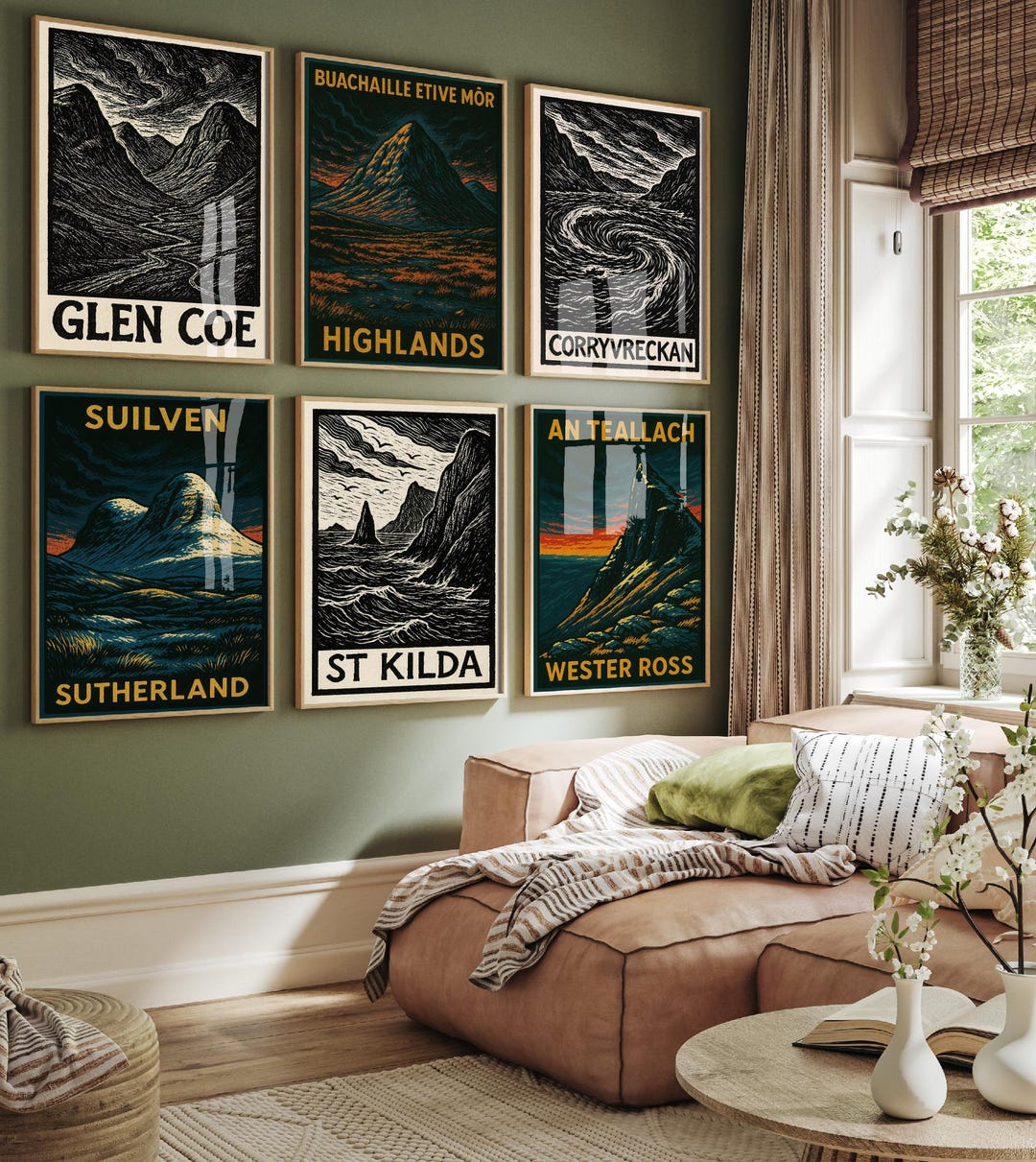 Scottish Highland Woodcuts Set of Six Art Prints - Glen Coe ...