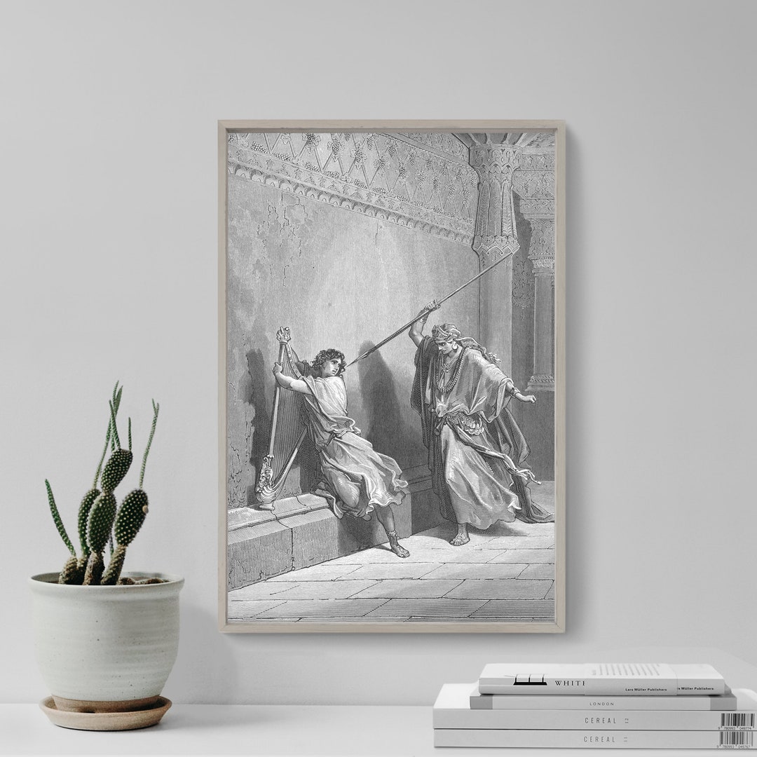 Gustave Dore - Saul Attempts to Kill David (1866) - Drawing Photo ...