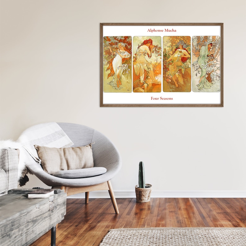 Alphonse Mucha - Four Seasons (1897) - Classic Painting Photo Poster ...