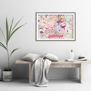 Stockport Map - Original Art Print - City Street Map of Stockport ...