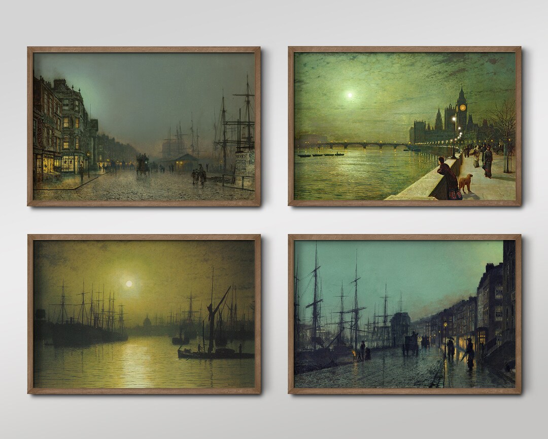 Set of Four John Atkinson Grimshaw Prints - 4 Classic Paintings - Photo ...