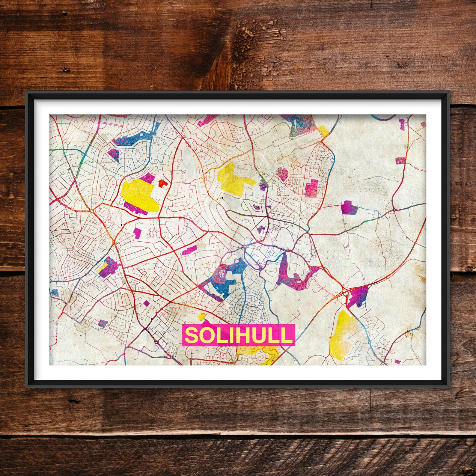 Solihull Map Original Art Print City Street Map of | Etsy