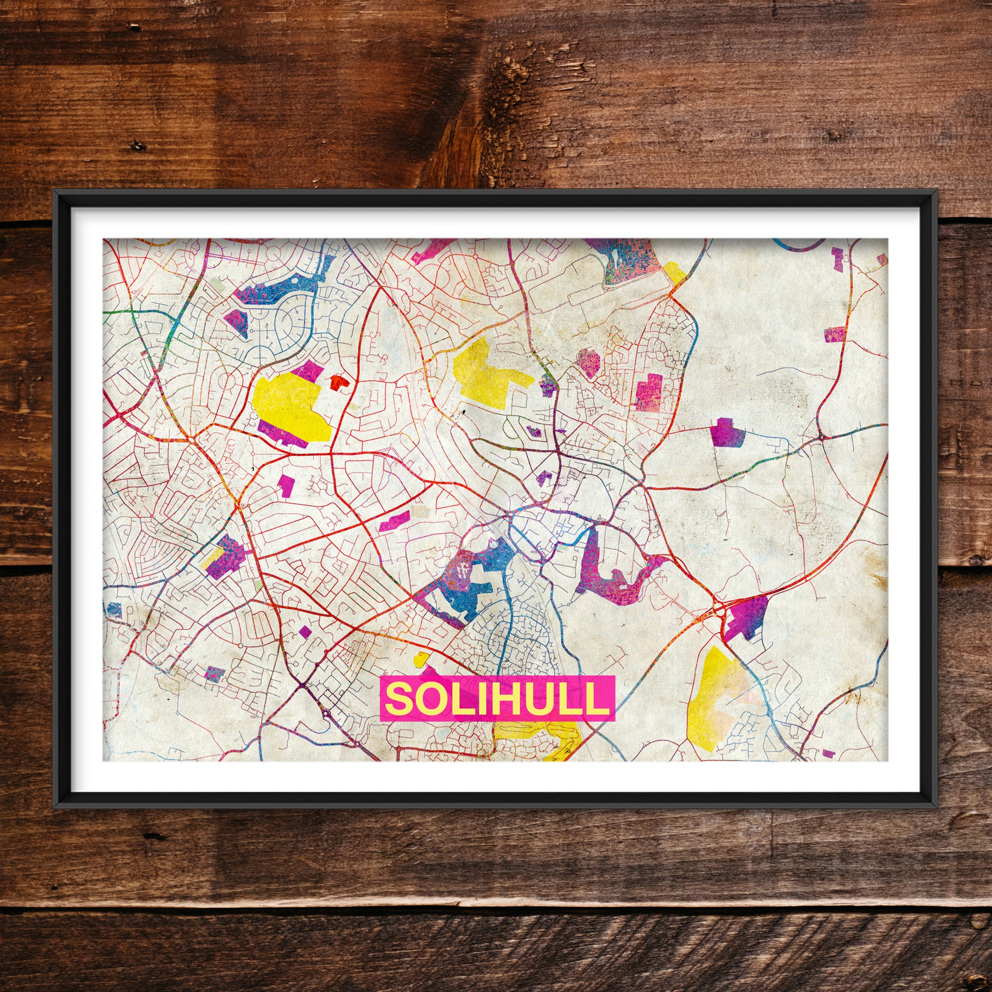 Solihull Map Original Art Print City Street Map of | Etsy