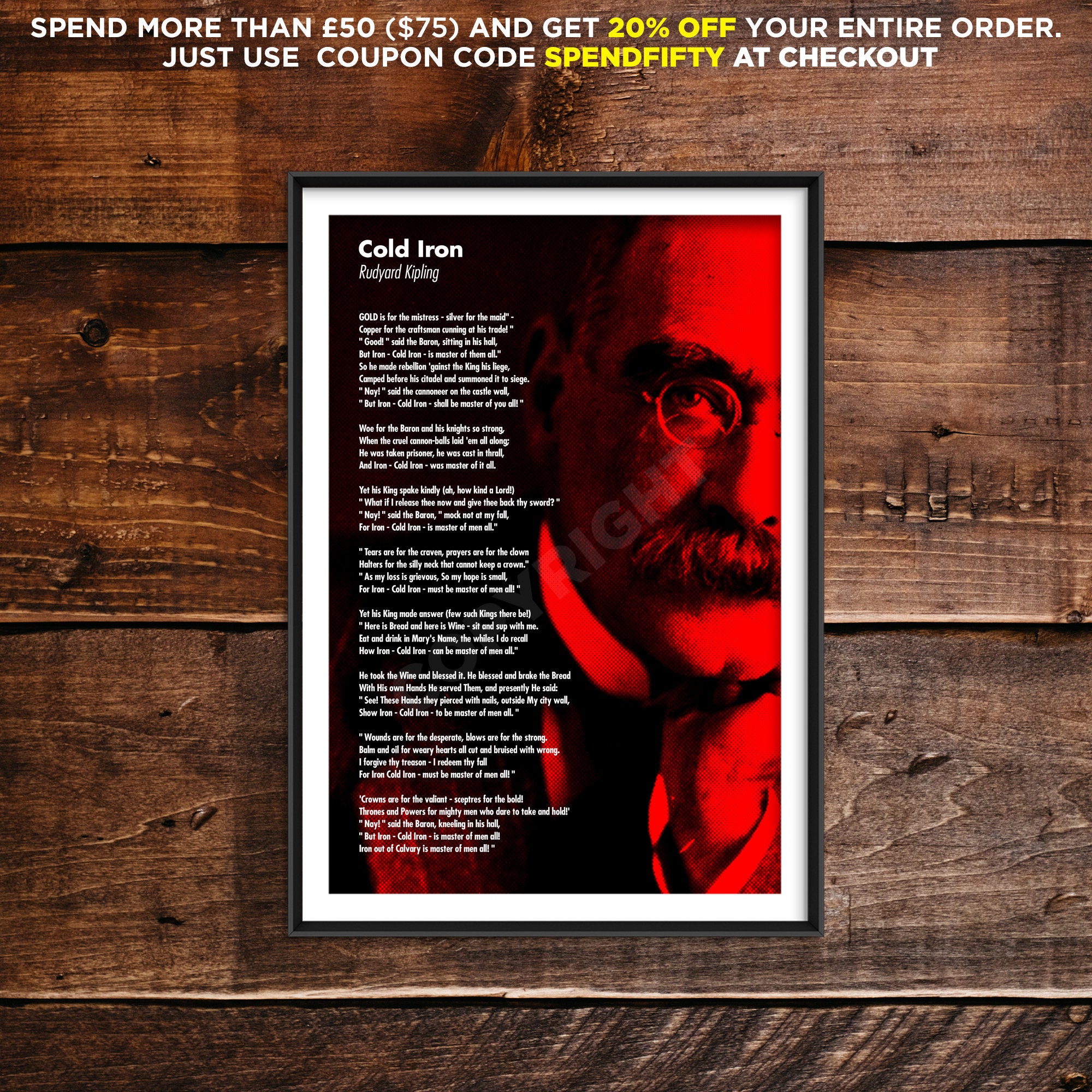 Rudyard Kipling Poem Cold Iron Poster Original Art Print | Etsy