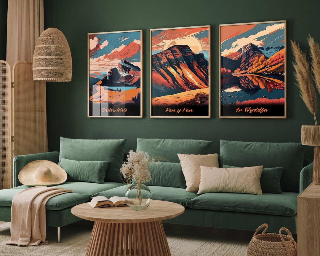 Set of Three Welsh Mountains in Autumn Travel Posters (welsh Names ...