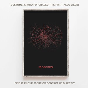 Moscow Map - Original Art Print - City Street Map of Moscow, Russia ...