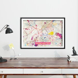 Doncaster Map - Original Art Print - City Street Map of Doncaster ...