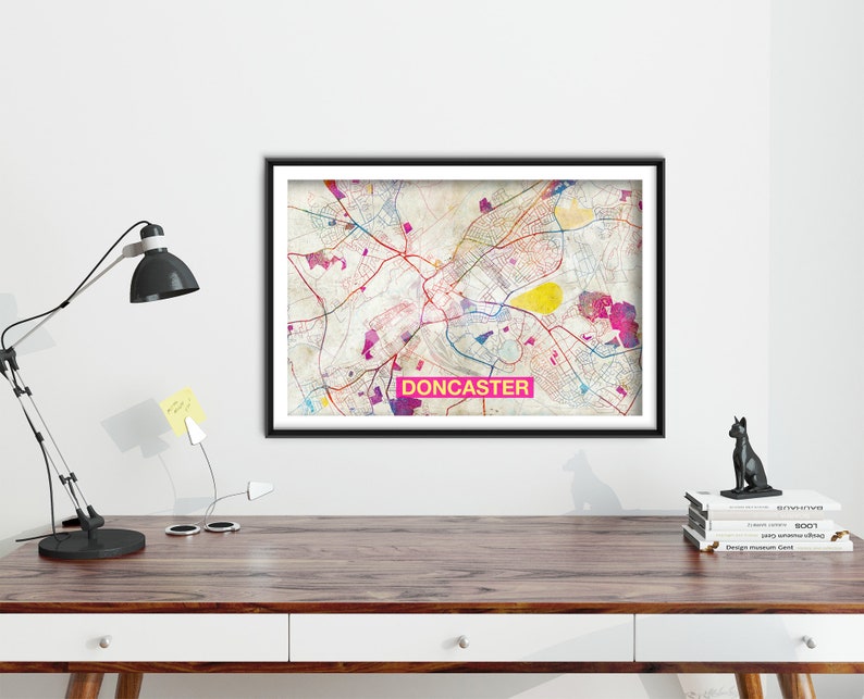 Doncaster Map Original Art Print City Street Map of - Etsy