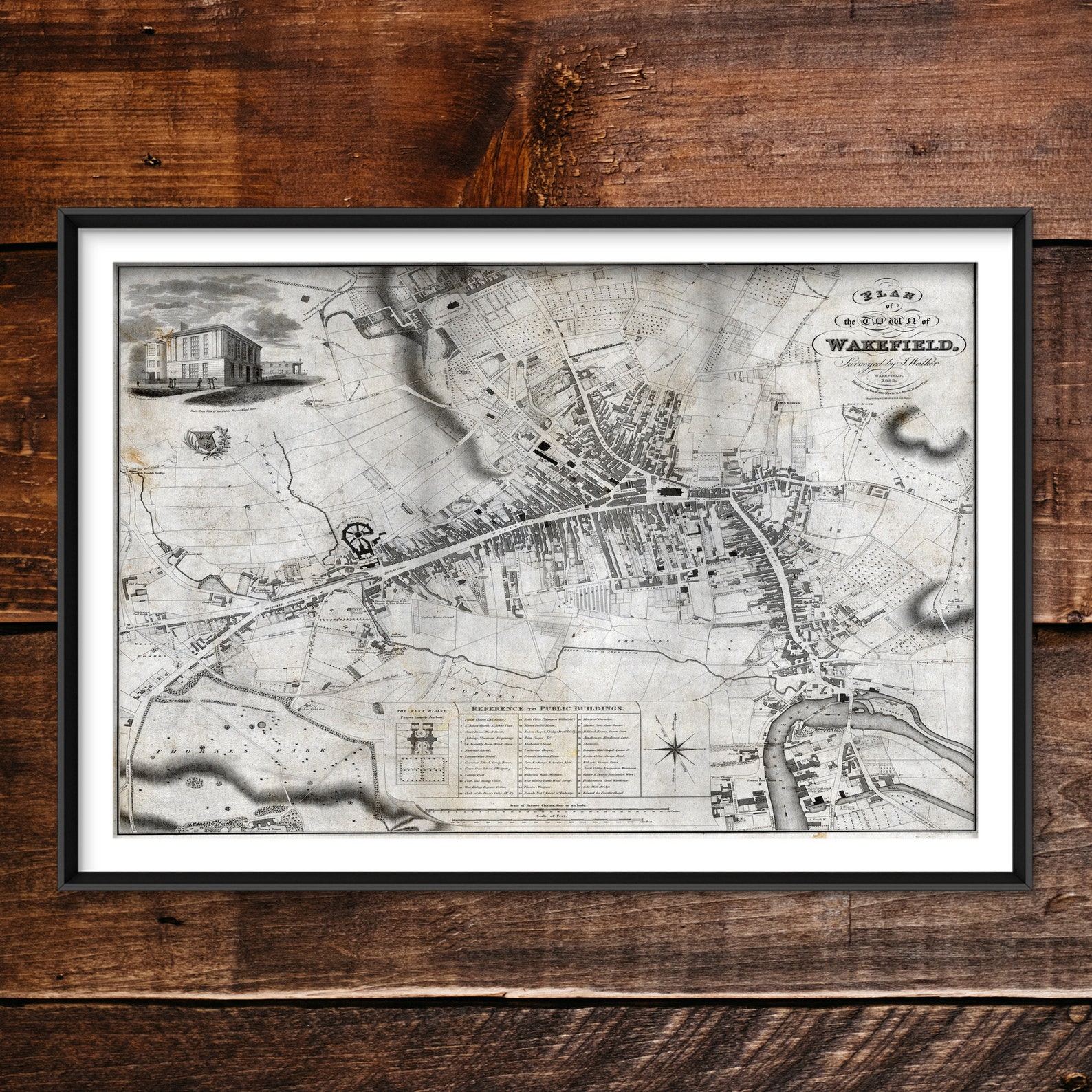 Historic Map of Wakefield (yorkshire) From 1823 (reproduction) Photo ...