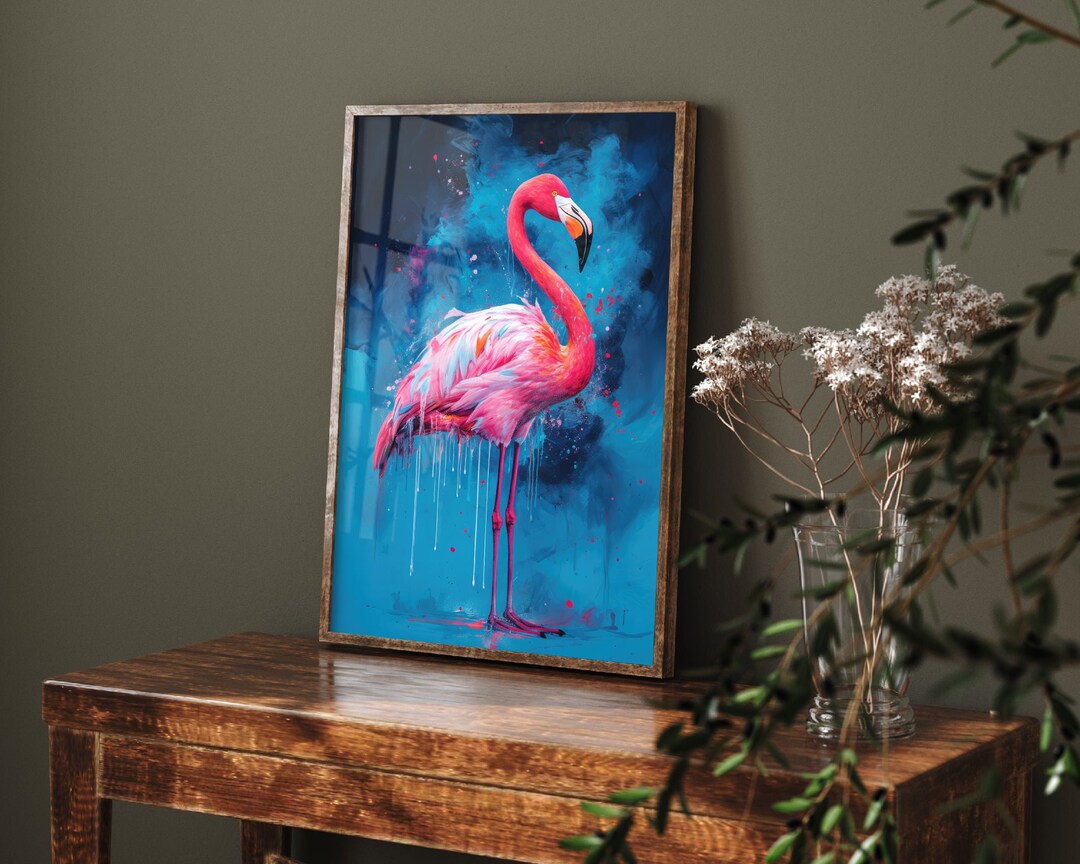 Flamingo Dripping Oil Painting - Art Print Poster Painting - Museum ...