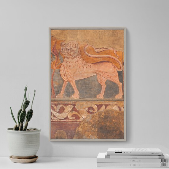 Lion Mythical Spanish Wall Art Circa 1200 Painting Photo | Etsy