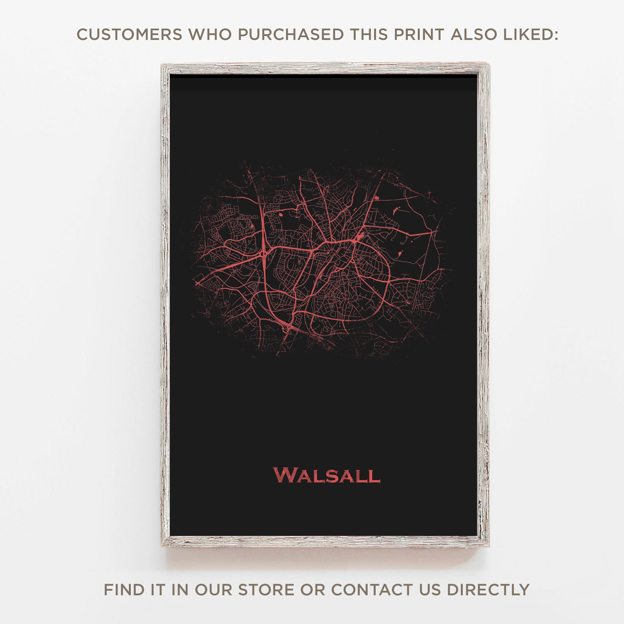 Walsall Map Original Art Print rainbow City Street Map | Etsy UK