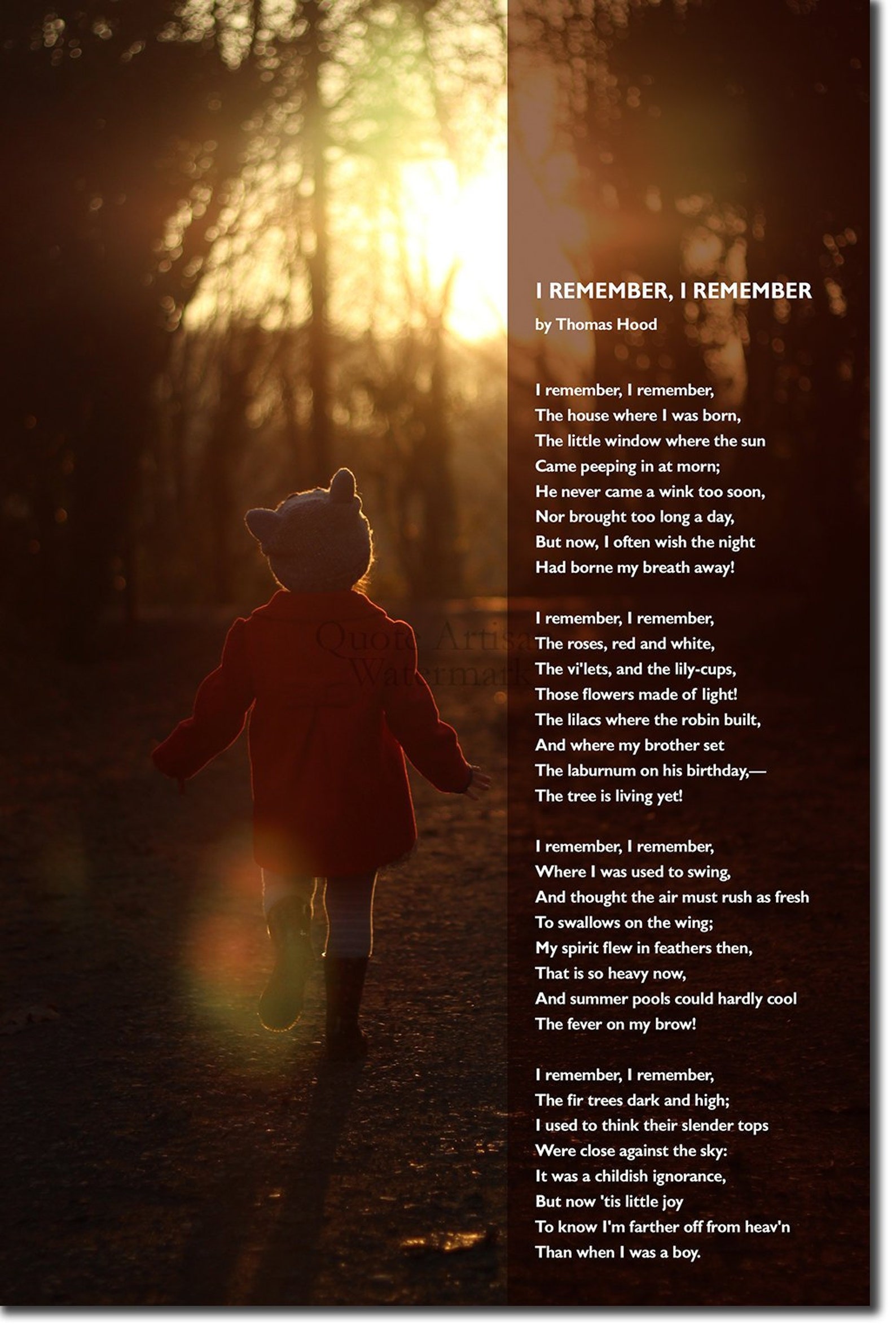 I Remember Poem by Thomas Hood Art Print Poster Gift Photo - Etsy UK