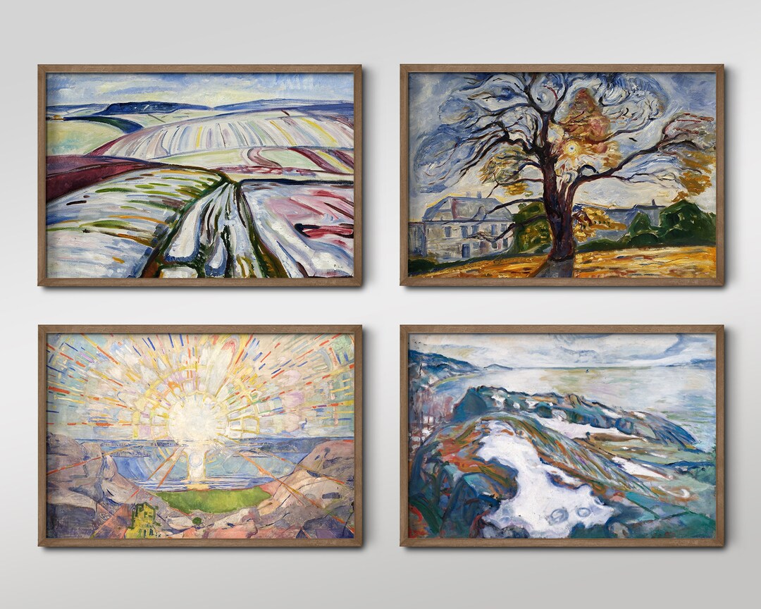 Set of Four Edvard Munch Prints - 4 Classic Paintings - Photo Poster ...