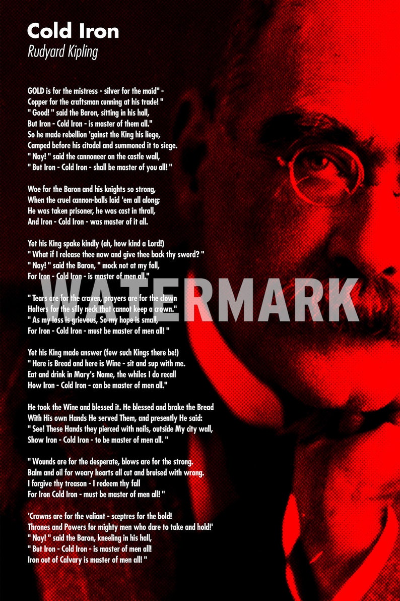 Rudyard Kipling Poem - Cold Iron - Poster Original Art Print Photo ...