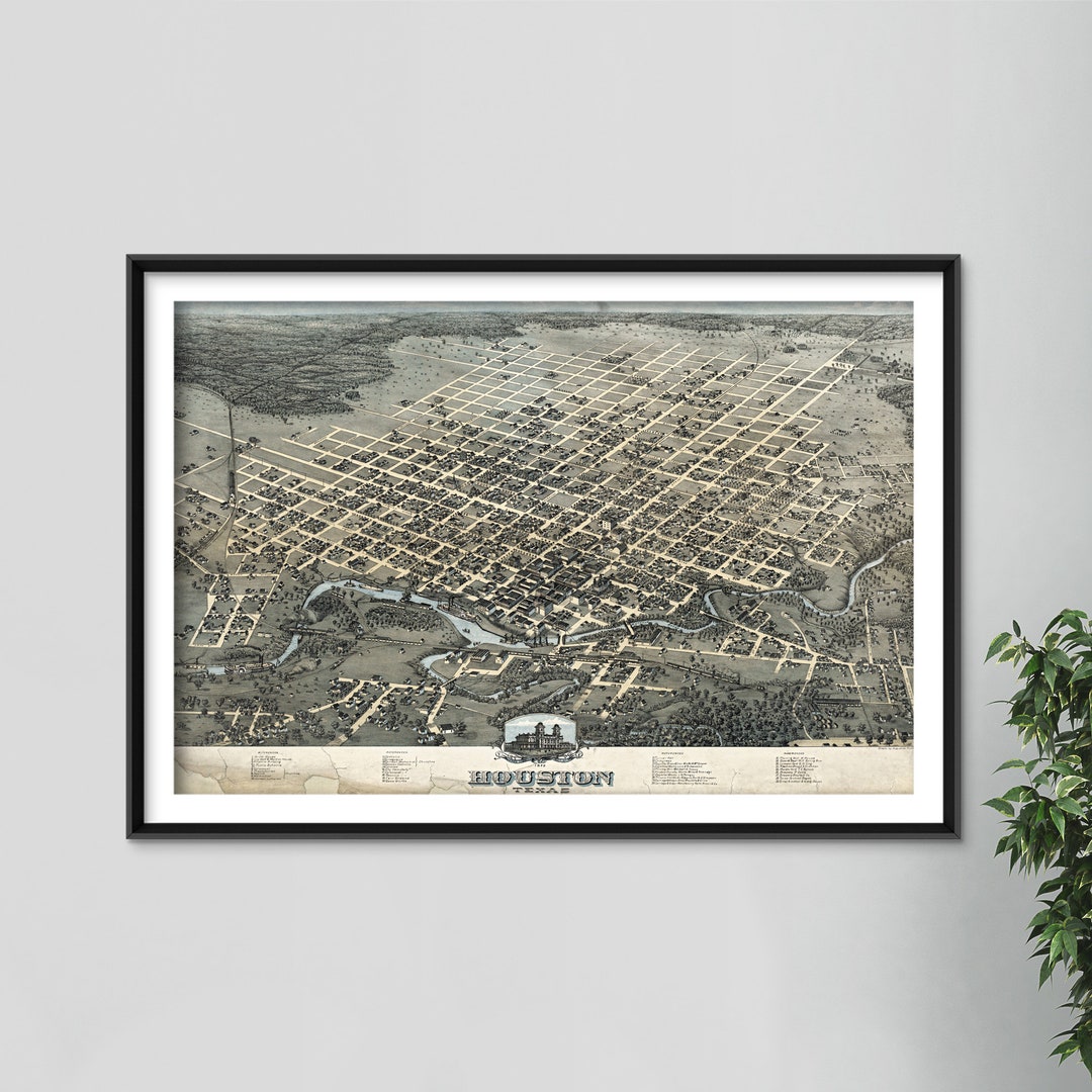 Reproduction of a Vintage Houston Map From 1873 - Photo Poster Print ...