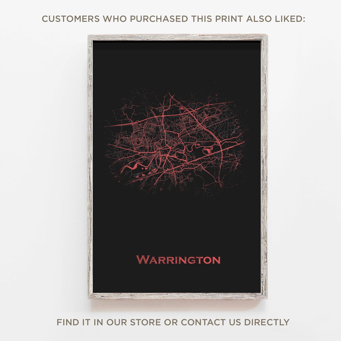 Warrington Map - Original Art Print (rainbow) - City Street Map of ...