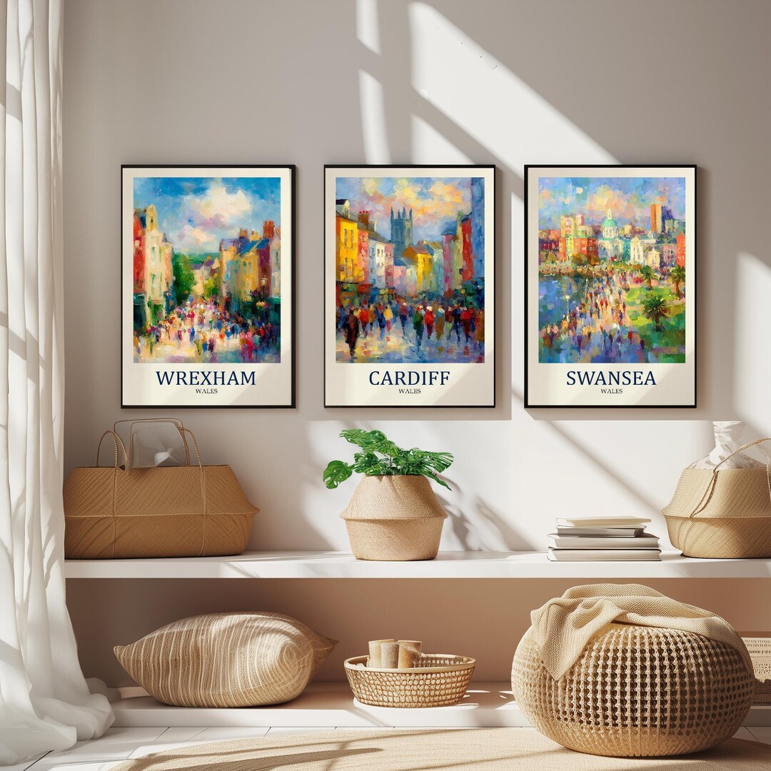 Cities of Wales After Matisse Paintings - Set of Three Vibrant Art ...