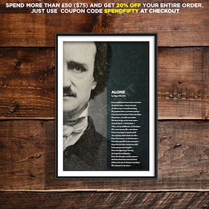 Edgar Allan Poe Poem - Alone - Poster Original Art Print Photo - Allen ...