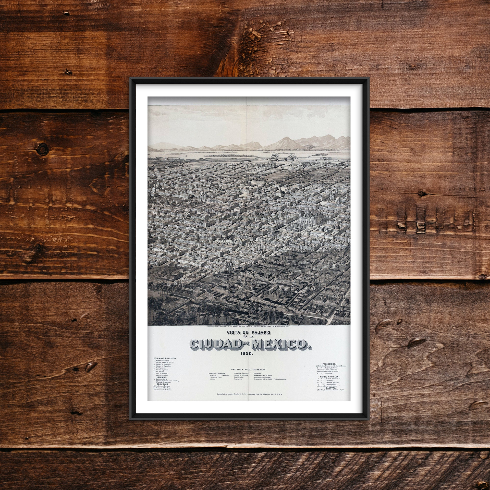 Reproduction of a Vintage Map of Mexico City From 1890 | Etsy