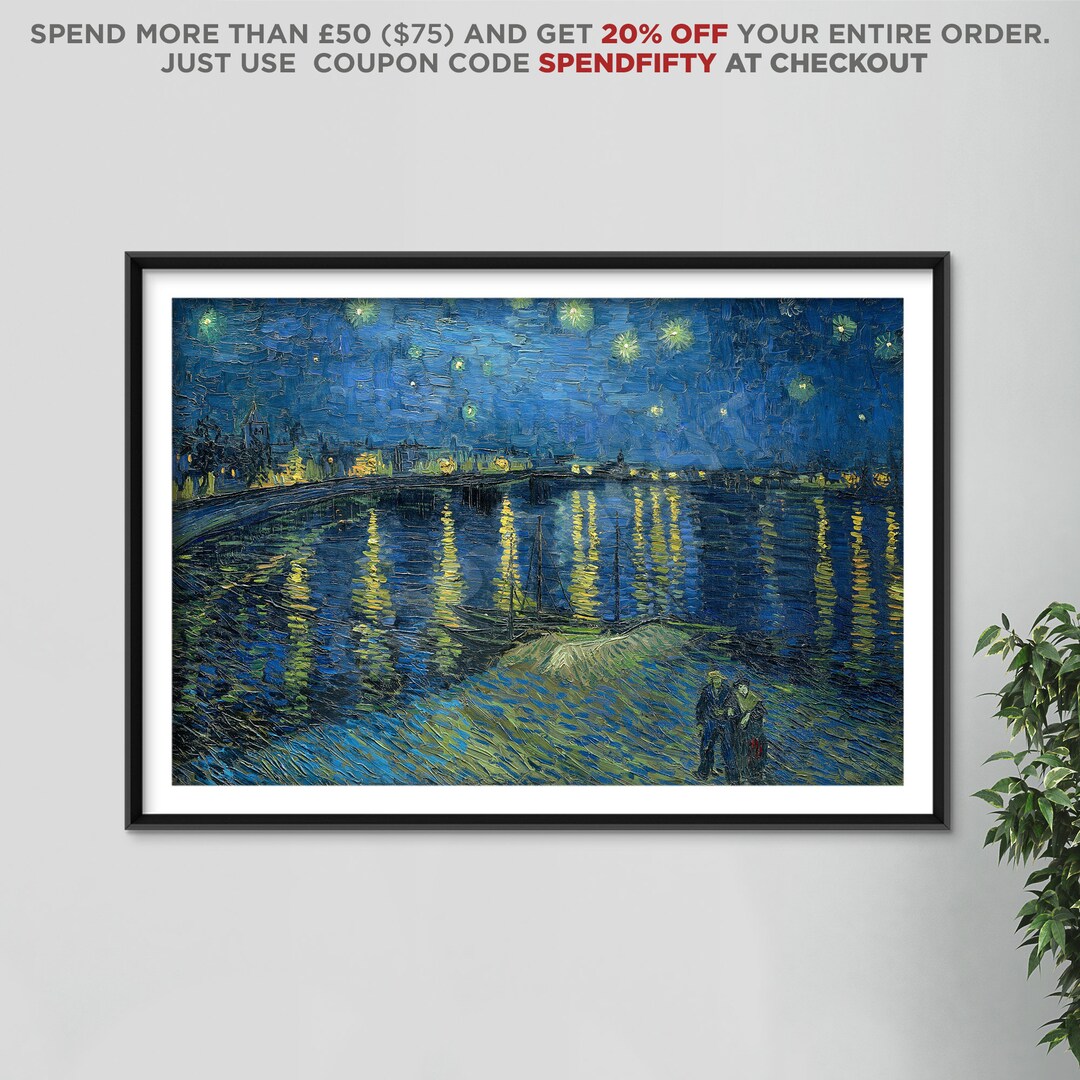 Vincent Van Gogh - Starry Night Over the Rhone (1888) - Art Print ...
