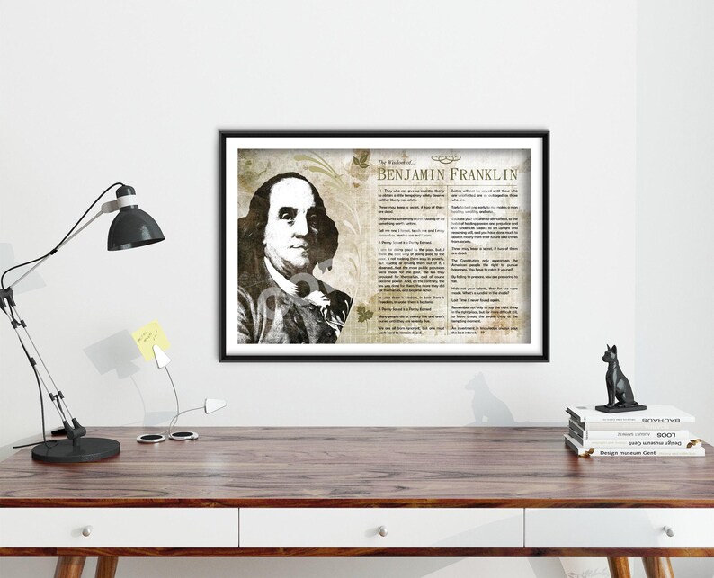 Benjamin Franklin Greatest Quotes - Original Art Print Featuring His ...