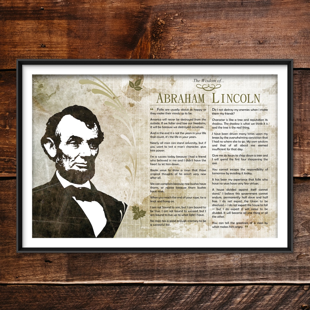Abraham Lincoln Greatest Quotes - Original Art Print Featuring His ...