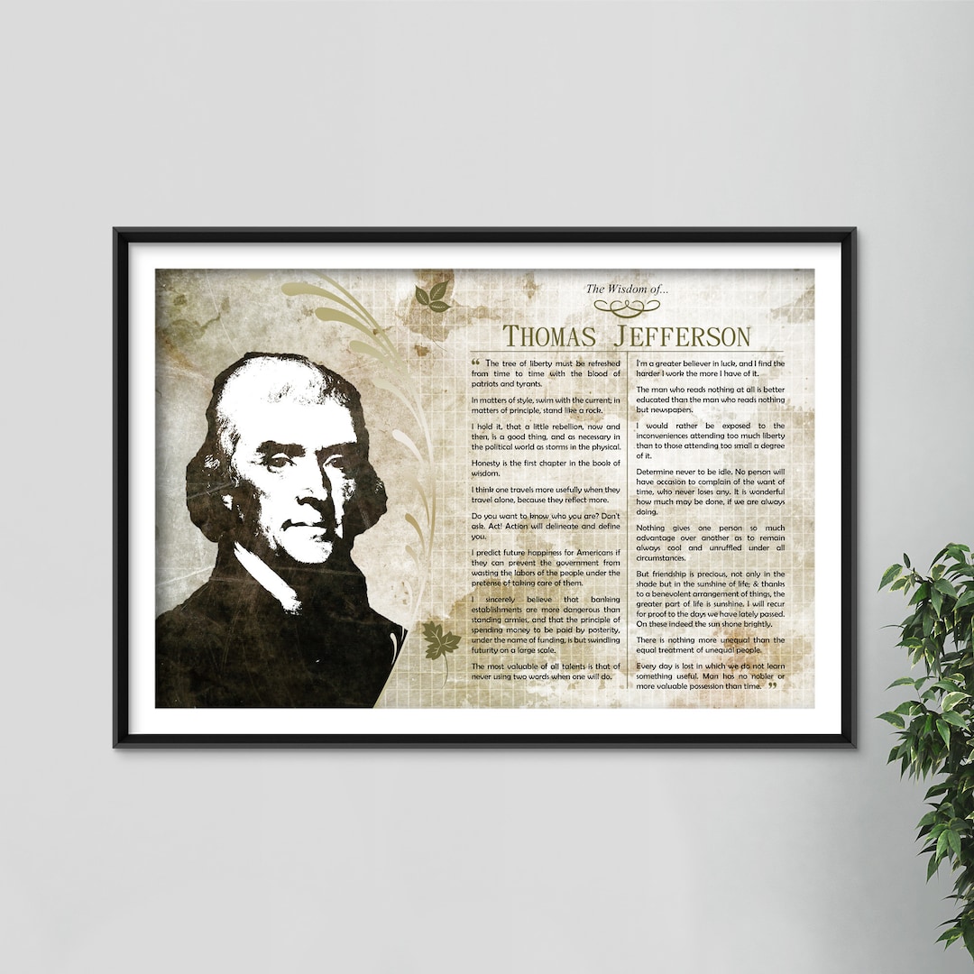 The Wisdom of Thomas Jefferson - Original Art Print Featuring His ...