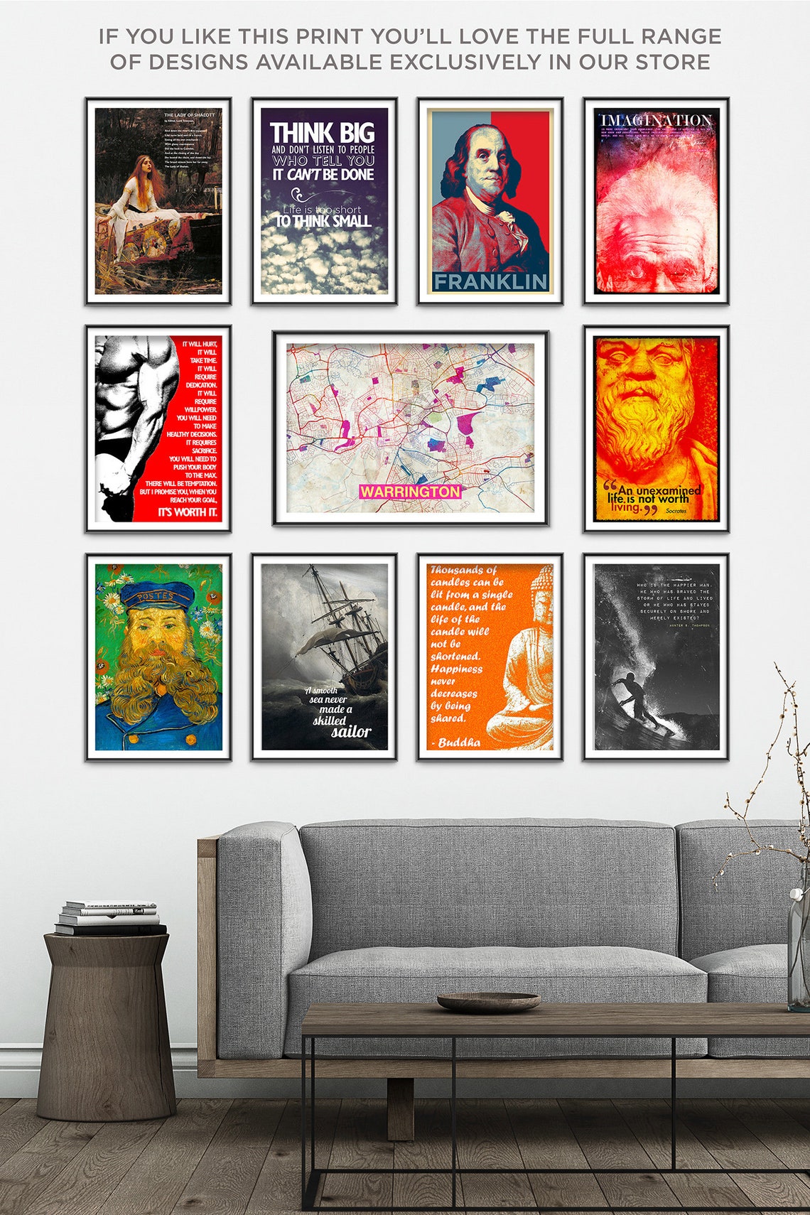 Warrington Map - Original Art Print (rainbow) - City Street Map of ...