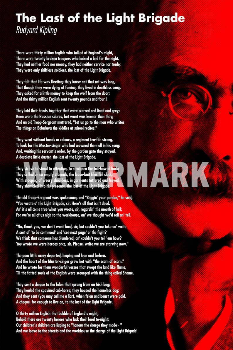 Rudyard Kipling Poem the Last of the Light Brigade Poster - Etsy