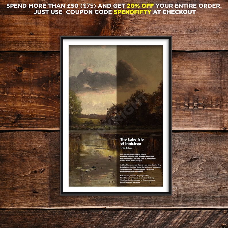 The Lake Isle of Innisfree Poem by W. B. Yeats - Art Print Poster Gift ...