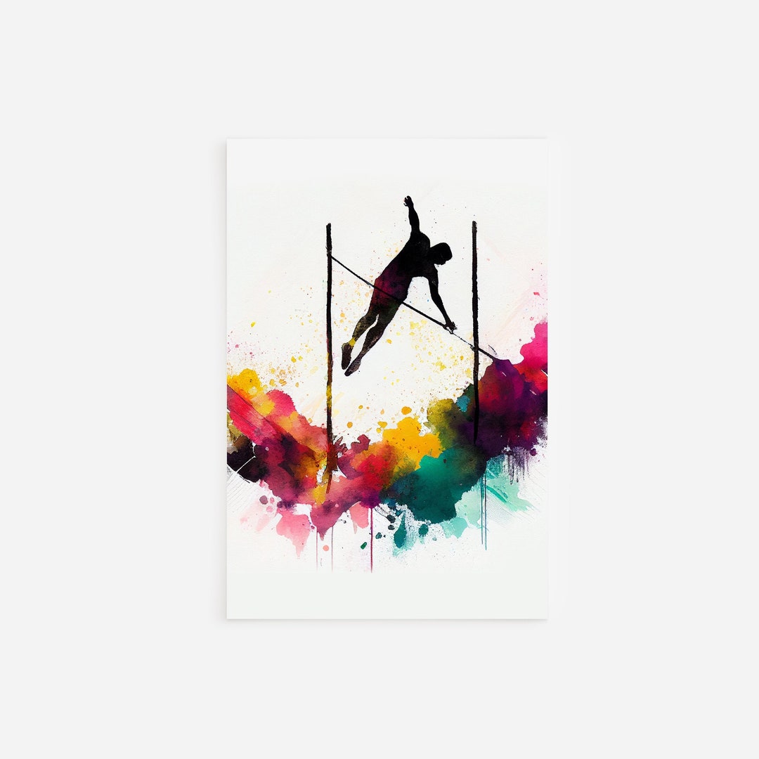 Watercolour Silhouettes - Pole Vault - Art Print Poster Painting ...