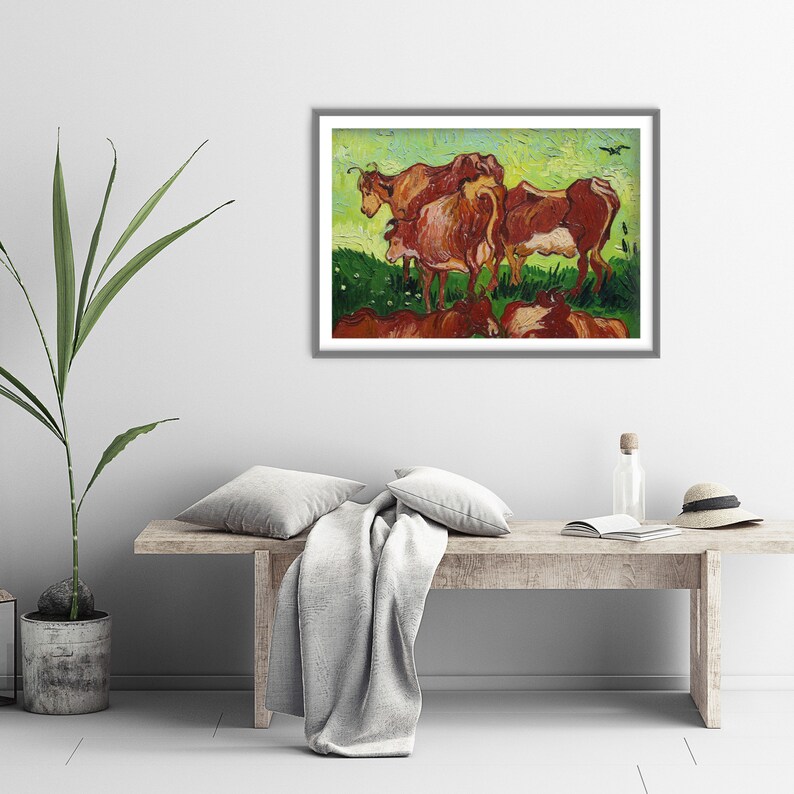 Vincent Van Gogh - Cows After Jordaens (1890) - Classic Painting Photo ...