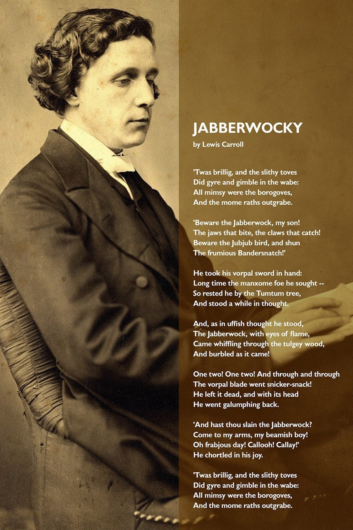 Lewis Carroll Poem Jabberwocky Poster Original Art Print - Etsy